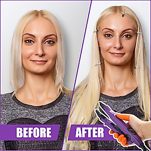 Lanties Keratin Hair Iron Fusion Heat Tool with Purple Connector Wand, 2 Bags Keratin Beads, Hair Clips, Finger Protector, Heat Insulation Sheets, for DIY Hairstyles