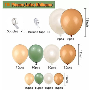 Vivane Retro Avocado Green Ivory White Cocoa Balloon Garland Arch Kit 116pcs Latex Balloons for Safari Jungle Party Balloon Woodland Birthday Party Bridal Shower Decor