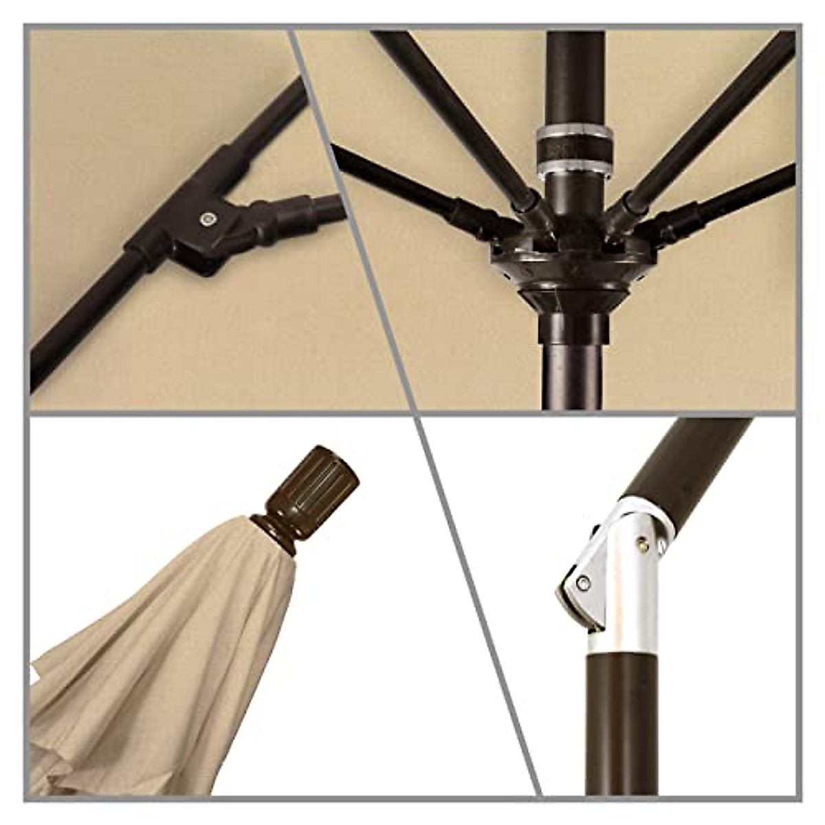 California Umbrella 11' Rd. Fiberglass Rib Patio Umbrella, Crank Lift, Collar Tilt, Bronze Pole, Beige (GSCUF118117-SA22-DWV)