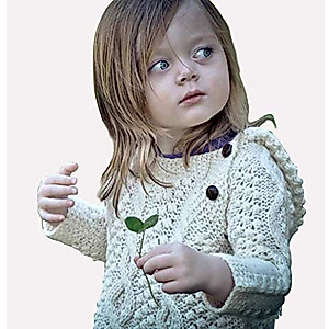 Carraig Donn 100% Merino Wool Baby Hoodie With Side Fastening Buttons Natural 12-18 months