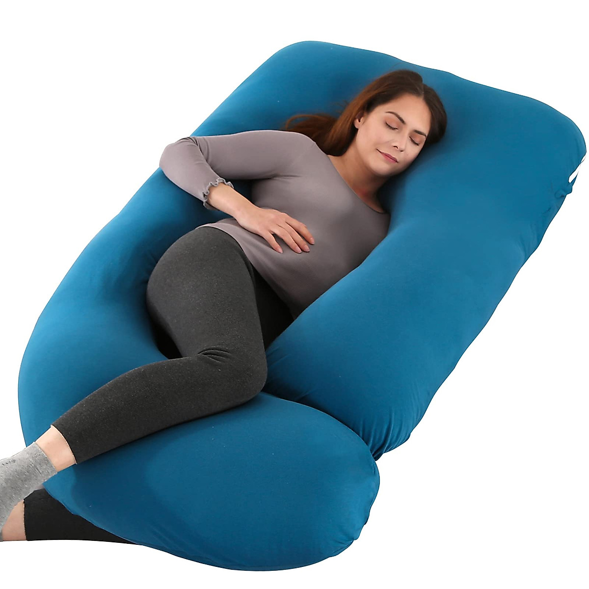 Victostar Pregnancy Pillow,57 inches U Shaped Maternity Pillow with Removable Cover Full Body Pillow Support for Back, HIPS, Legs, Belly (Navy Blue)