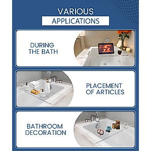Ezcasch Acrylic Bathtub Tray Bathtub Tray Caddy Bath Tray Table for Tub Luxury Spa with Book and Wine Glass Holder Bathroom Accessories for Decorative Bathtubs, Transparent 31.5inch