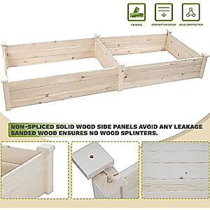 Betterland 8 FT Wooden Raised Garden Bed Outdoor Elevated Flower Planter Box Kit for Vegetables Fruits Herb Grow Yard Gardening, Natural