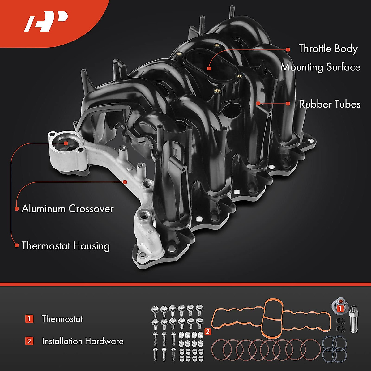 A-Premium Engine Upper Intake Manifold Assembly W/Gasket [8Cyl 4.6L] Compatible with Ford Expedition 1997-2004, E-150 2003-2006, E-150 Club Wagon, E-150 Econoline, E-250, F-150, F-250, F-150 Heritage