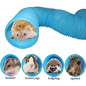 MUYG Plastic Hamster Tunnels,Small Animal Tubes,Foldable Exercising Training Ferrets Fun Tunnel Hamsters Hideout Tube 15 Pcs Pet Chew Toys for Guinea Pigs Chinchillas Rats Gerbils (Blue)