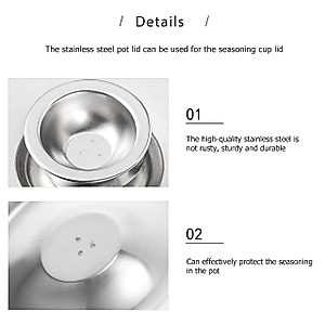 HAKIDZEL 1pc Stainless Steel Sturdy Seasoning Pot Lid Kitchen Gadget for Home Cooking Versatile Cover for Spice Pots and Seasoning Containers