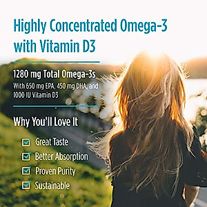 Nordic Naturals ProOmega-D, Lemon Flavor - 180 Soft Gels - 1280 mg Omega-3 + 1000 IU D3 - High-Potency Fish Oil - EPA & DHA - Brain, Eye, Heart, Joint, & Immune Health - Non-GMO - 90 Servings
