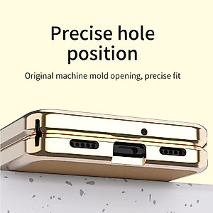 CFPLZFY Protective Leather Case Suitable for Samsung Galaxy Z Flip 4 5G 2022, Folding Mobile Phone Shell for Z Flip4, Anti-Fall Cover with Electroplating Hinge