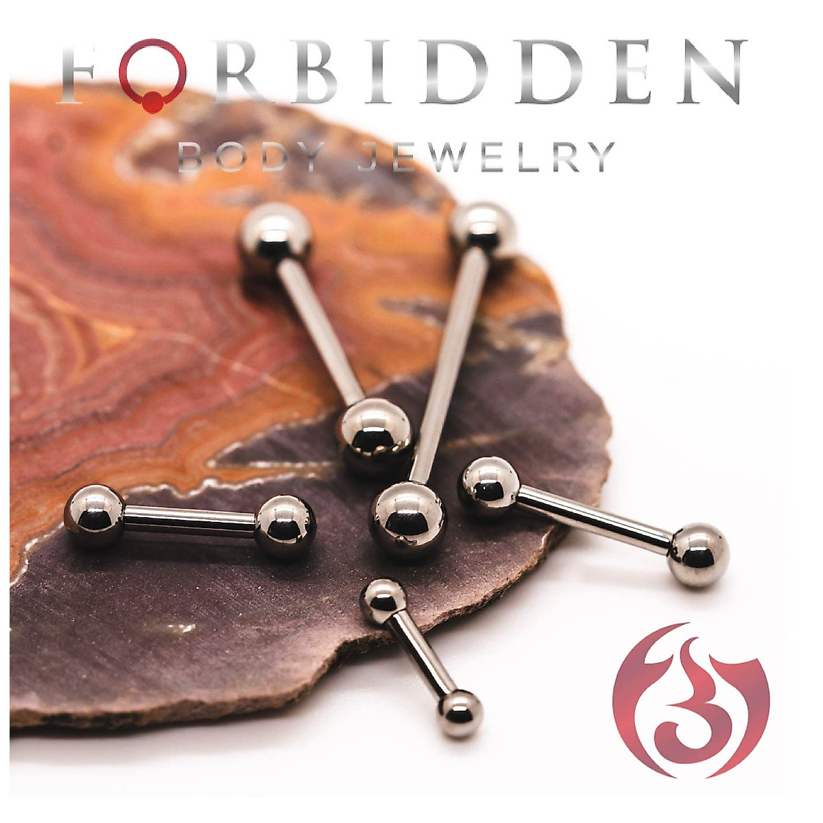 Forbidden Body Jewelry 16g 10mm Titanium Straight Barbell Body Piercing, 3mm Balls