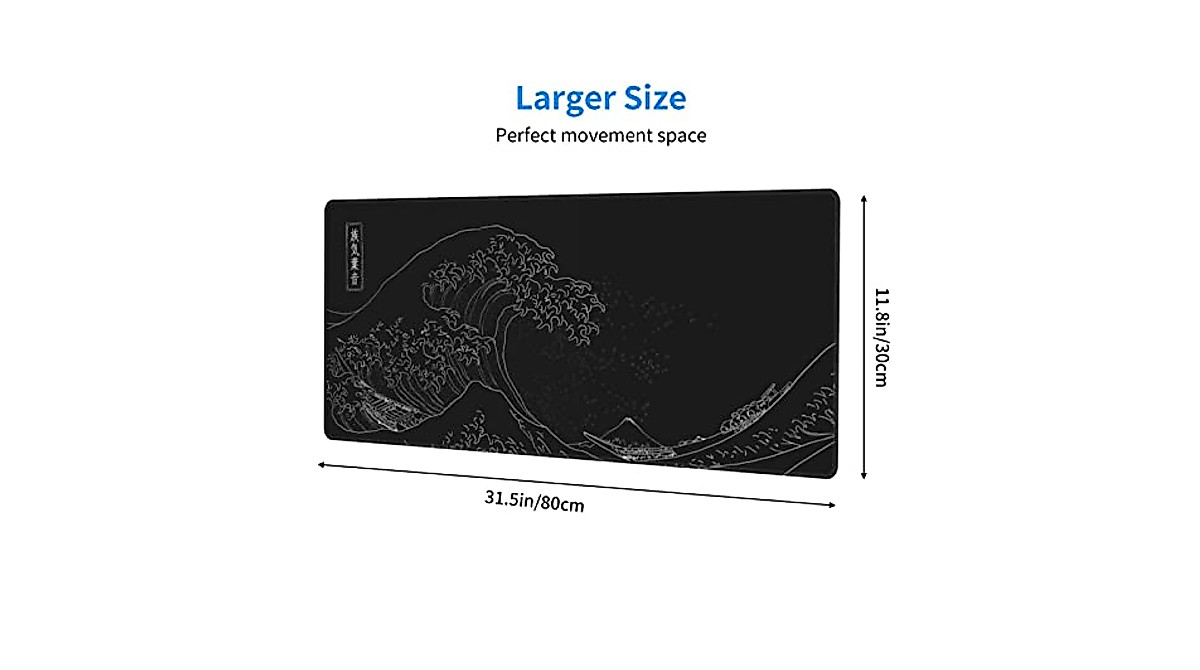 Large Anime Mouse Pad The Great Wave Off Kanagawa - XXL Non-Slip Desk Mat