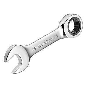 DURATECH 15mm Stubby Ratcheting Combination Wrench, Metric, CR-V Steel