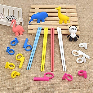 Training Chopsticks, Cute Animal Shape Easy to Use Learning Chopsticks for Kids With attachable for Right or Left Handed Child Adults Beginners (4 pack)