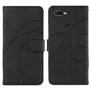 ZIRIA Smartphone Flip Cases Compatible with Oppo A7 Card Holder Detachable Bracelet Flip Phone Case Multifunctional Case Compatible with Oppo A7 Case (Color : Svart)