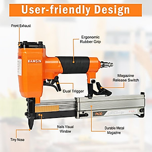 P630 Pneumatic 23 Gauge Pin Nailer Accepts 3/8" to 1-3/16" Pin Nails, Headless Pin Nail Gun with Trigger Safety, Micro Pinner Gun for Assembly and Woodworking Projects