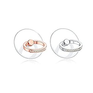 lenoup Transparent Cell Phone Ring Holder Kickstand,Bling Bling Sparkle Diamond Clear Cell Phone Finger Ring Grip Stand(Silver/Rose Gold)
