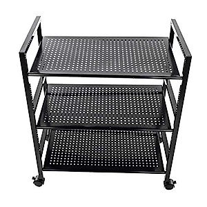 Black Rolling Storage Cart Utility Cart with Wheels Multipurpose Mobile Utility Storage Cart for Living Room Bathroom Kitchen Office Carts & Stands Utility Carts 60 x 32 x 75cm (L x W x H)