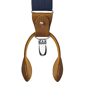 Buyless Fashion Suspenders For Men - 48" Adjustable Straps 1 1/4" - Y Back With Clips And Buttons - 5120-Navy