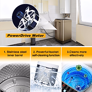 rosmena Portable Washing Machine, 25 LBS Full Automatic Apartment Washer with 10 Programs & 8 Water Levels, Low Noise Clothes Washing Machines with LED Display for Camping, Apartment(Gold)