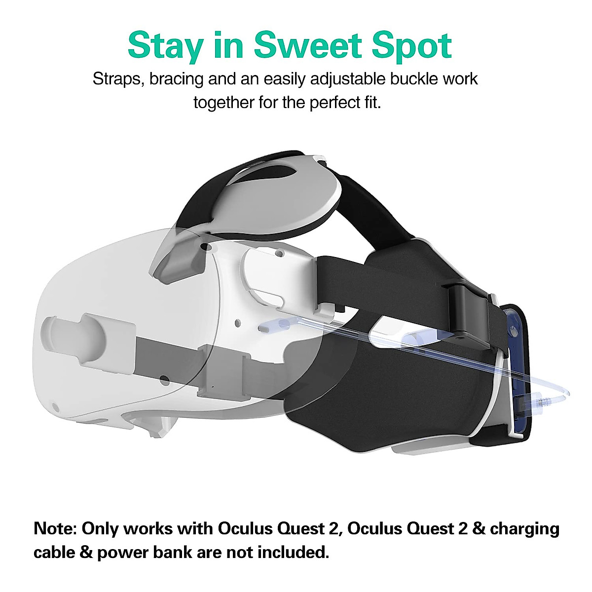 Head Strap & 16.4ft/5m USB C Long Link Cable for Oculus Quest 2 VR Headset