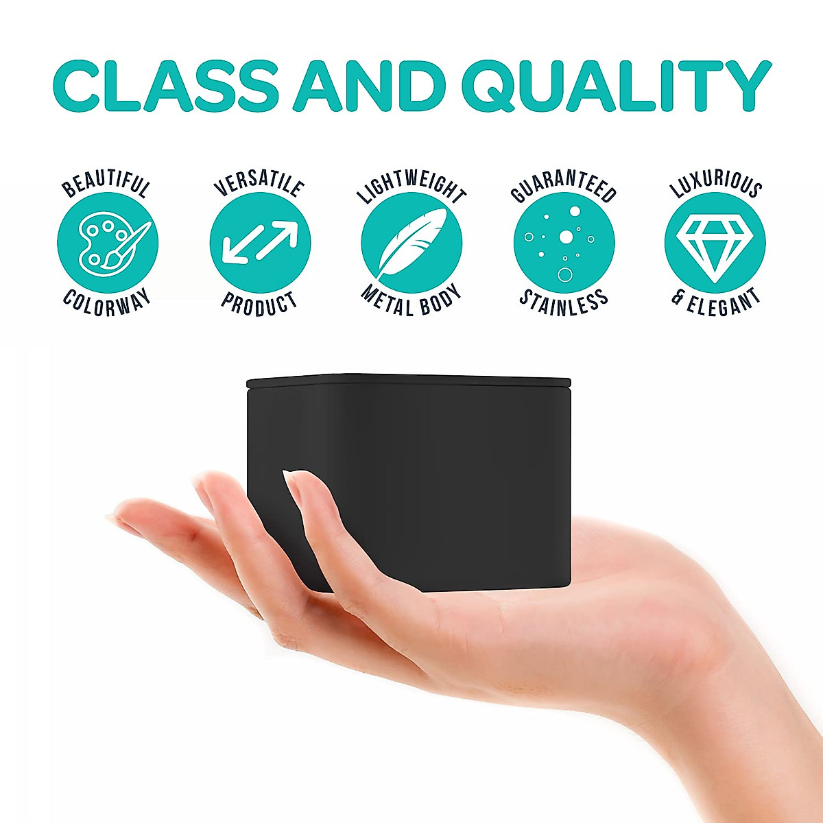 Hearts & Crafts Black Square Candle Tins 8 oz with Lids - 24-Pack of Bulk Candle Jars for Making Candles, Arts & Crafts, Storage, Gifts, and More - Empty Candle Jars with Lids