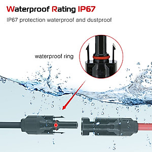 Solar Panel Extension Cable 12 Gauge 12 AWG 10 Feet Black + 10 Feet Red Solar Panel Extension Cable Wire Solar Connectors