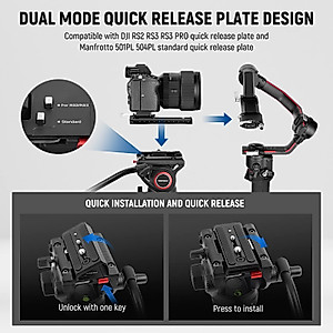 NEEWER 74 Inch Pro Video Tripod with Fluid Head, QR Plate Compatible with DJI RS Gimbals Manfrotto, Durable Camera Tripod with Telescopic Handle Scaled Base for DSLR, Max. Load 17.6 lb/8 kg, TP74