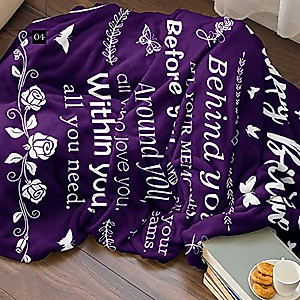 QUWOGY Birthday Gifts for Women/Men/Her/Him Friendship Blanket Purple 60"x50", Happy Birthday Decorations Women/Men Throw Blankets, Bday Gift for Women/Men Unique, Best Birthday Gift Ideas