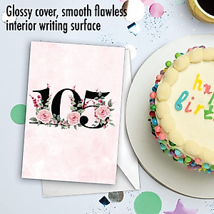 NobleWorks - 105th Milestone Birthday Greeting Card with 5 x 7 Inch Envelope (1 Card) Floral Age 105 C8271MBG