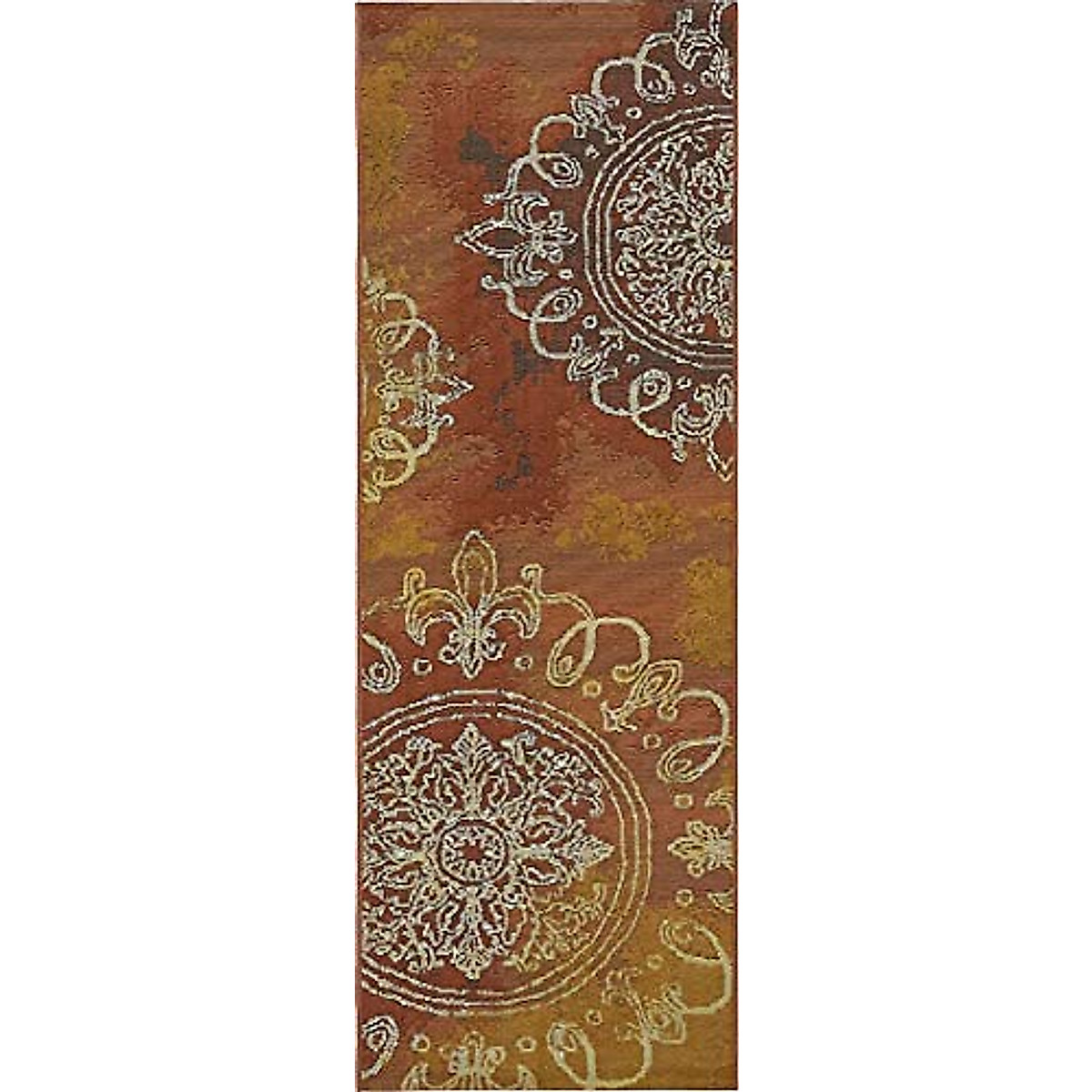 Unique Loom Outdoor Modern Collection Area Rug - Trio (2' x 6' 1" Runner, Rust Red/ Gold)