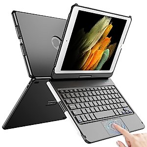 Touchpad Keyboard Case for iPad 10.2 9th/8th/7th Gen, Keyboard Case for iPad 9th Generation/8th/7th Gen-360° Rotatable Protective Cover with Pencil Holder (Black)