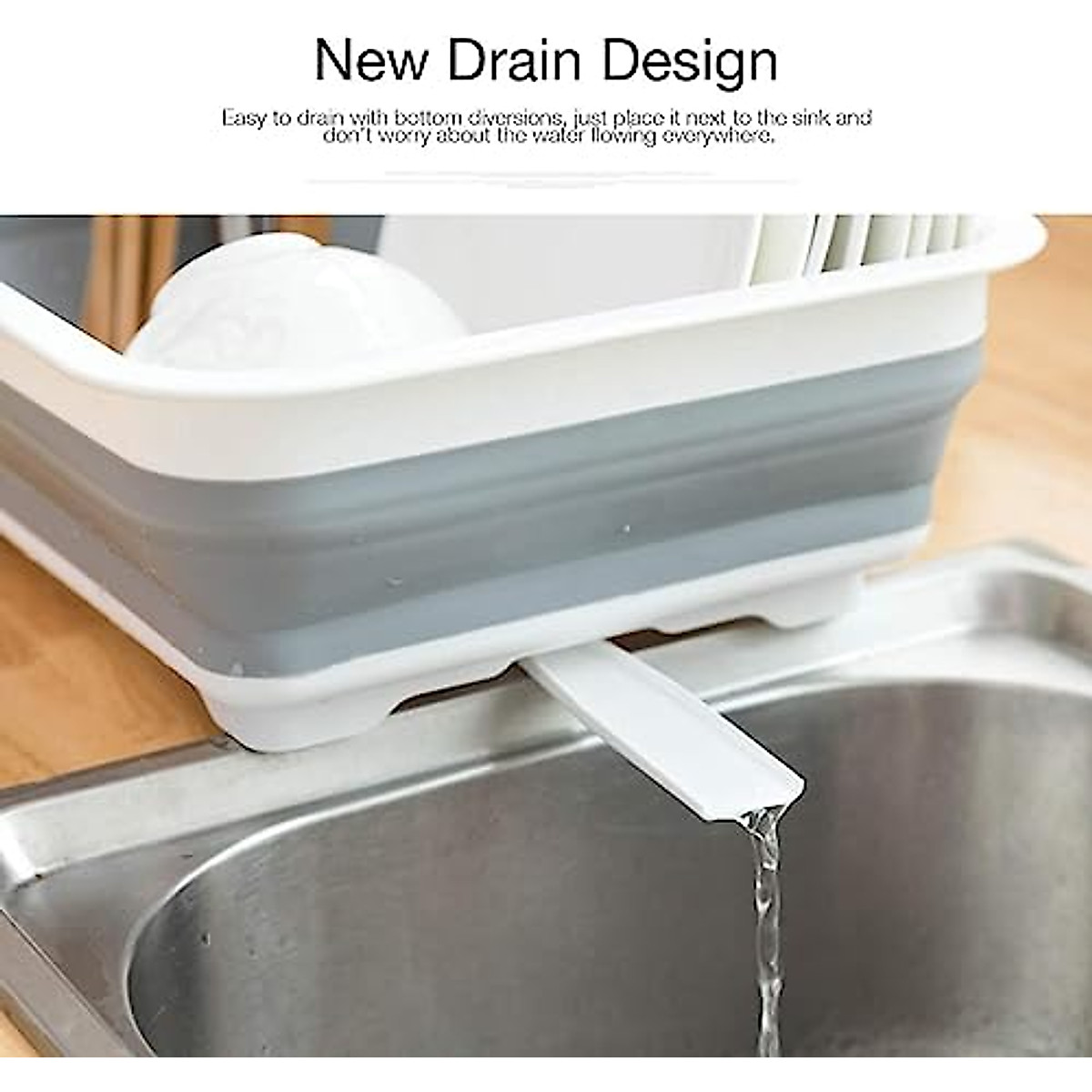 Otiyer Collapsible Dish Drying Rack for Kitchen Storage Tray Dinnerware Drainer Foldable Portable Dish Drying Rack for Kitchen RV Campers,Travel Trailer Save Space Easy to Store