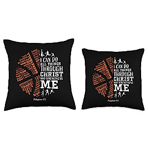 Christian Gifts by Alexis Mae Boys Christian Basketball Bible Verses Men Women Kids Gifts Throw Pillow, 18x18, Multicolor