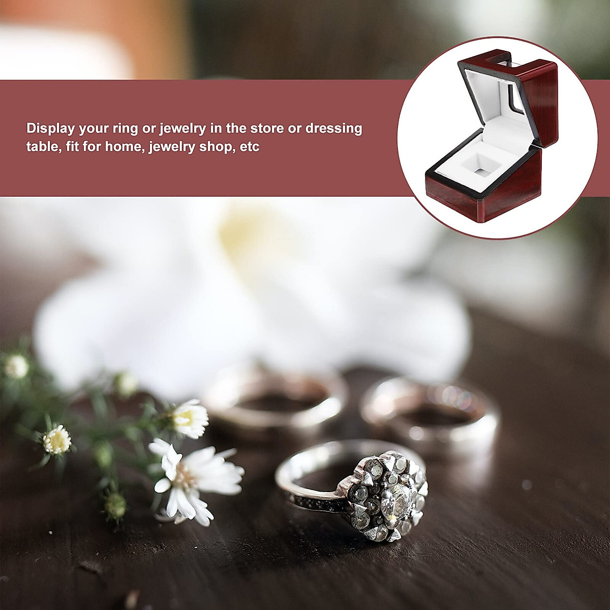 Cabilock Championship Ring Display Case Wooden Single Ring Box Sports Ring Storage Box Wooden Jewelry Box for Sports Fans Gift