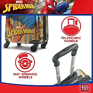 FUL Marvel Spider-Man Kids Rolling Luggage, Hardshell Carry On Suitcase with Wheels, Pastel