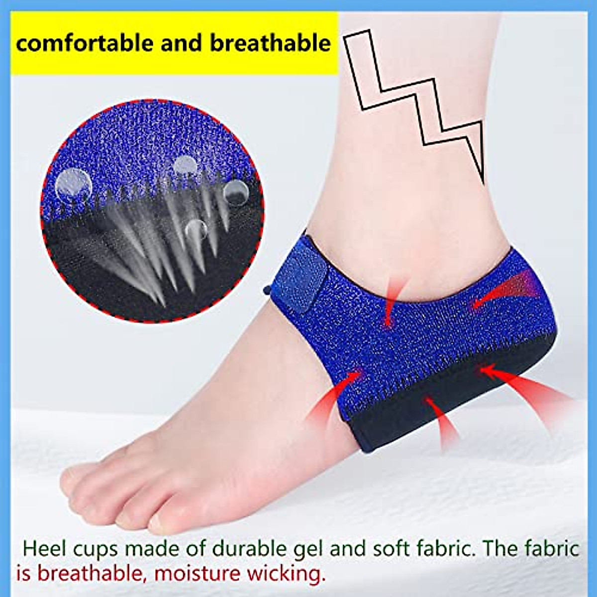 Plantar Fasciitis Heel Cups for Heel Pain 【Updated Version】 Heel Protectors Heel Sleeves Pads, Heel Support for Heel Pain, Heel Spur, Cracked Heels for Women and Men (Beige, M 8.5-12 / W 10-13)