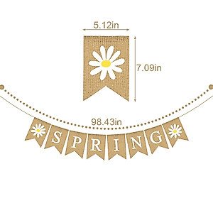Jute Burlap Daisy Spring Banner Daisy Themed Spring Party Kitchen Mantle Fireplace Decoration