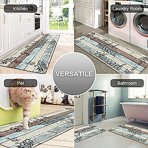 HEBE Anti Fatigue Kitchen Mat Set of 2 Non Slip Cushioned Kitchen Mats for Floor Waterproof Farmhouse Kitchen Rugs and Mats Set Comfort Standing Desk Mat Carpet for Sink,Office,Laundry