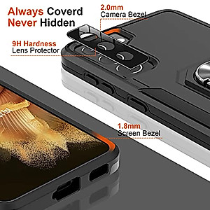 Oneagle for Samsung Galaxy S21 Case 5G, [4 in 1 ] Samsung S21 5G Case with [9H Glass Screen Protector+ Lens Protector] [ 360 Ring Stand] [12Ft Military Dropproof] Shockproof Case for Galaxy S21 5G