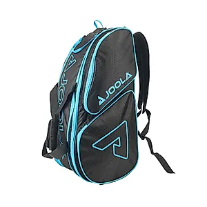 JOOLA Tour Elite Pickleball Bag – Backpack & Duffle Bag for Paddles & Pickleball Accessories – Thermal Insulated Pockets Hold 4+ Paddles - Includes Fence Hook Black/Light Blue