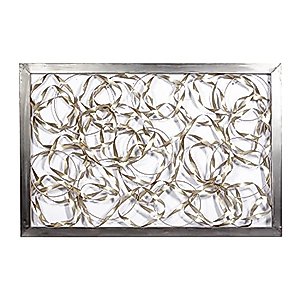 Deco 79 Metal Abstract Coiled Ribbon Wall Decor with Black Frame, 60" x 2" x 40", Silver