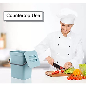 StoneSpace Compost Bin Indoor Kitchen Sealed, Mountable Compost Bucket, Hanging Food Waste Bin for Kitchen,1.3 Gallon/ 5L Blue