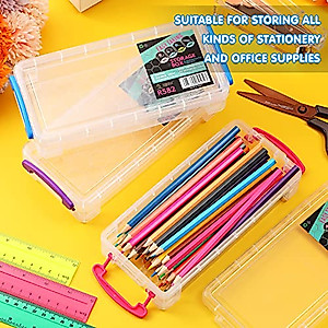 20 Pcs Clear Plastic Pencil Box Large Capacity Pencil Box Stackable Plastic Pencil Case Clear Crayon Organizers and Storage Plastic Pencil Storage for Kids School Drawing Tools Office Storage Supplies
