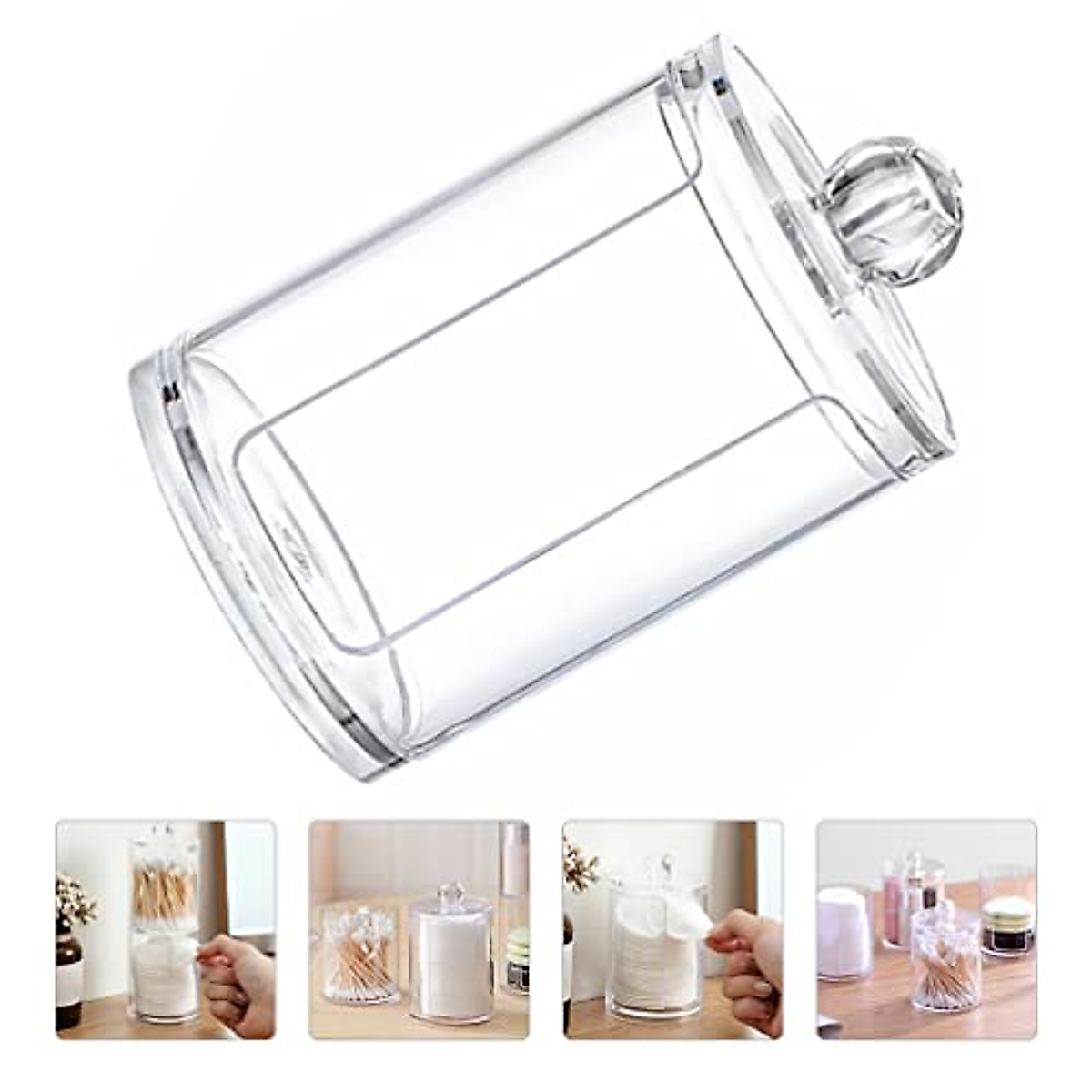 FOMIYES Cotton Bud Holder Jewelry Stand Cotton Pads Holder Cotton Balls Swab Holder Container with Lid Makeup Removers Pad Container for Nail Polish Makeup Removers Pad Jewelry Holder