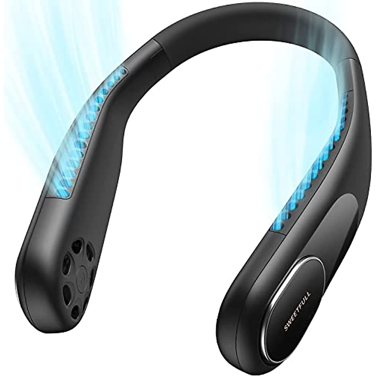 SWEETFULL Portable Neck Fan Bladeless Personal Fan 4000mAh Rechargeable Battery Operated Wearable Small Fan,360° Cooling Airflow, 3 Speed Neck Cooler for Women Men