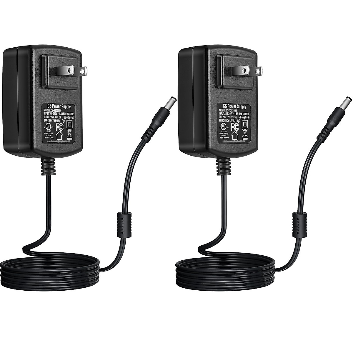 Security-01 [UL Certified] 2-Pack AC 100-240V to DC 12V 3A Power Supply Adapter 5.5mm x 2.1mm for CCTV Camera DVR NVR Led Light Strip UL Listed FCC