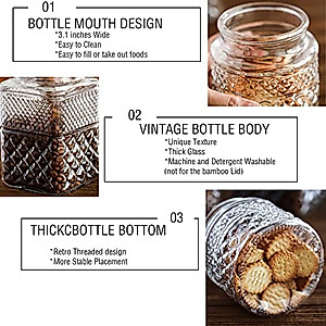 Large Glass Storage Jar, 60 FL OZ Glass Food Storage Containers with Bamboo Lid, Kitchen Containers Cereal Canisters Decorative Jar for Candy Snack Cookies Coffee Tea Nuts Airtight Glass Jars (Round)