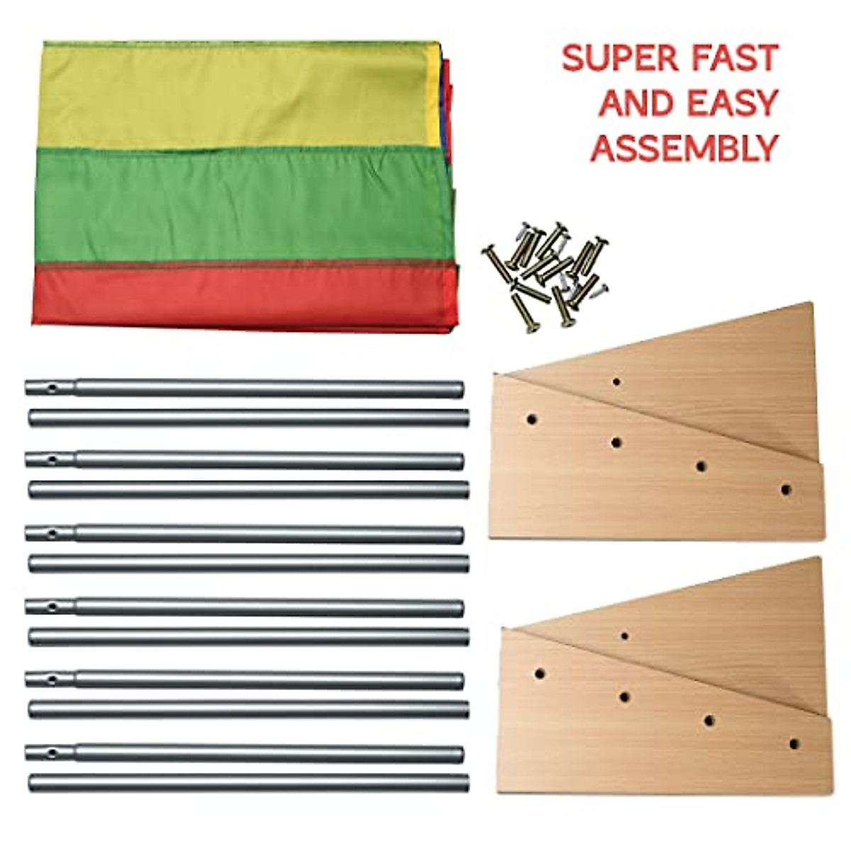 Sagler Toddler Book Shelf Organizer - Wooden Kids Book Case Storage & Magazine Rack with 5 Multicolored Nylon Fabric Shelves - Easy-to-Reach Kids Bookshelf for Nursery, Bedroom, Playroom, Classroom