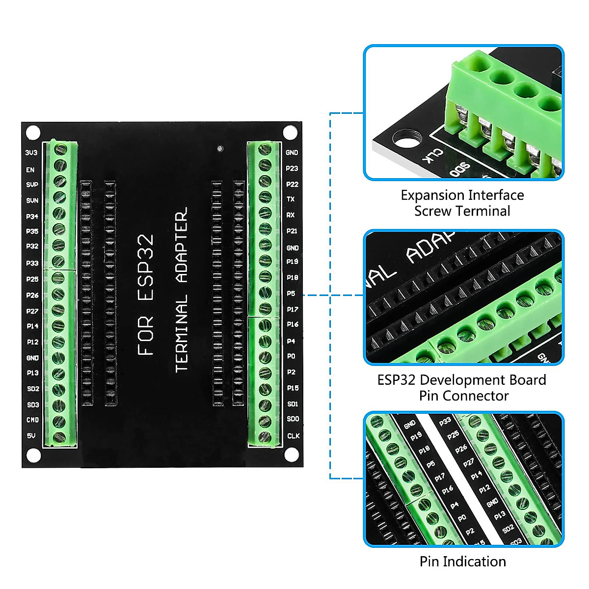 Coliao 4pcs ESP32 Breakout Board GPIO 1 into 2 for 38PIN Narrow Version ESP32 ESP-WROOM-32 Microcontroller Development Board