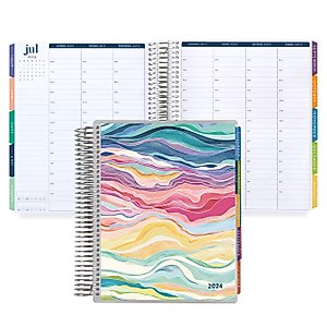 Erin Condren 7x9 Coiled Life Planner (January 2024 - December 2024) - 2024 Layers Colorful Classic Cover, Hourly Layout, Inspire Theme, Platinum Coil
