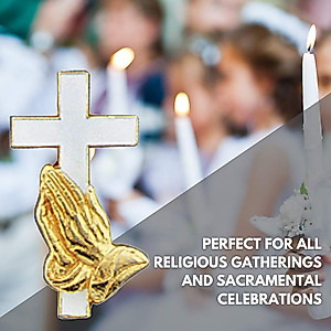 Autom Cross & Praying Hands Gold Plated Lapel Pin